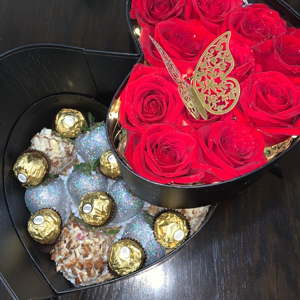Double Layer Heart Shaped Flower Gift Box #8024 (flowers NOT Included ...