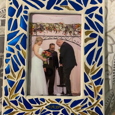 Chuppah Glass Shards Mosaic Picture Frame Jewish Wedding Glass Picture ...