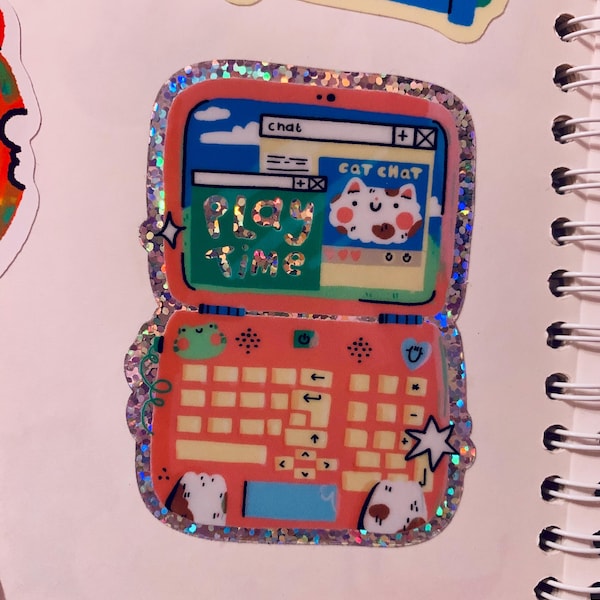 Blue Cat Sticker - Kawaii Cute Pastel Stickers - Dopamine Illustration ...