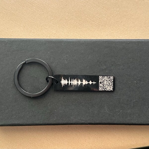 Custom Audio Scan QR Code Keychain: Personalized Sound Wave Engraved ...