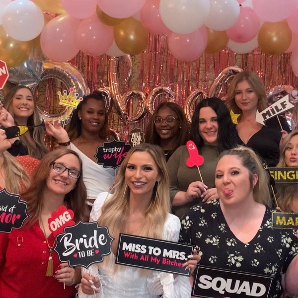 Bachelorette Party Photo Booth Props - 36 Pieces - Bachelorette Party ...