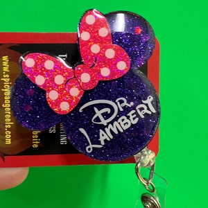 Floral Badge Buddy Cute Glitter ID Badge Job Title/name - Etsy