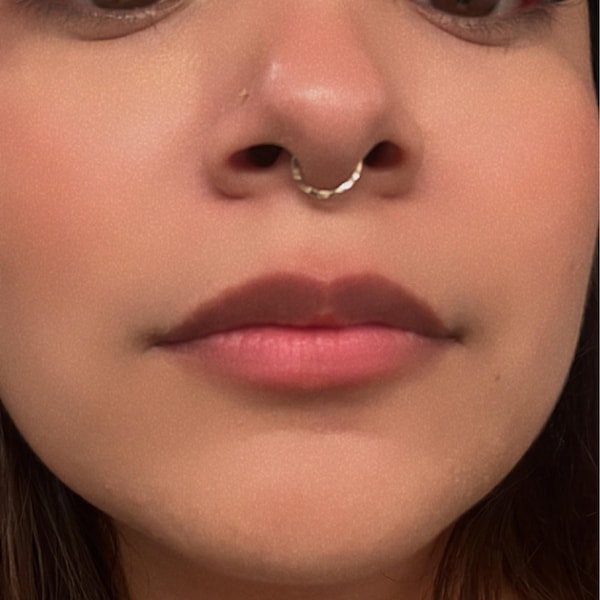 Hammered Gold Nose Ring, Snug Nose Hoop, Septum Ring 14k Gold Filled ...