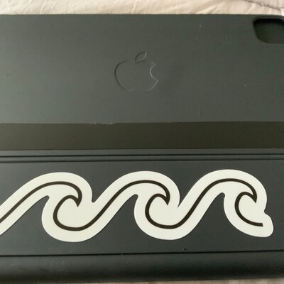 6 Black and White Wave Sticker Surf Beach Ocean Laptop Cooler Car ...