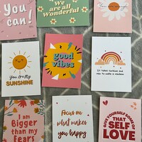 Set of 8 Mini Art Prints. Print Set Positivity. Inspiration Postcard ...