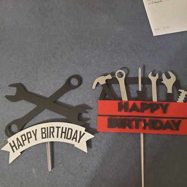Tools Cake Topper, Wrench Cake Topper, Happy Birthday Cake Topper ...