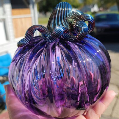 Deep Purple Handblown Decorative Glass Pumpkin - Etsy