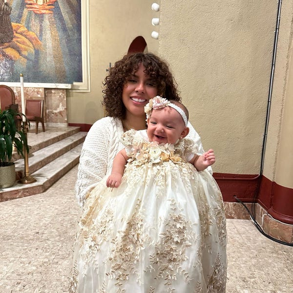 Baby Girl Dedication Dress | Vintage | Burbvus Flower Dress Girl "g037 ...