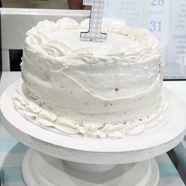 Khaki Gingham Cake Topper, Beige Gingham First Birthday, Khaki Gingham ...