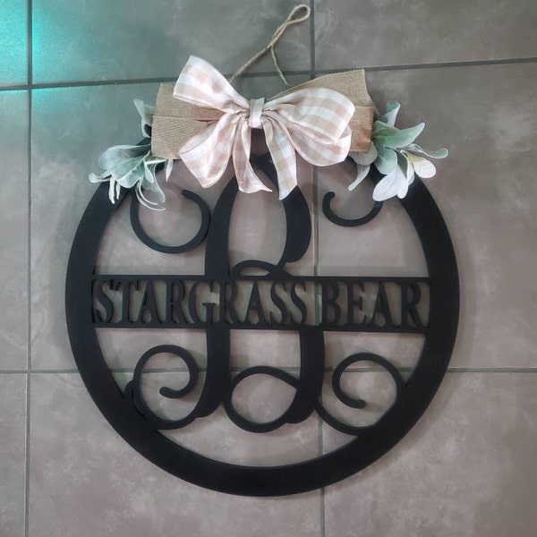 Last Name Door Sign Initial Door Wreath Personalized Front Door Family ...