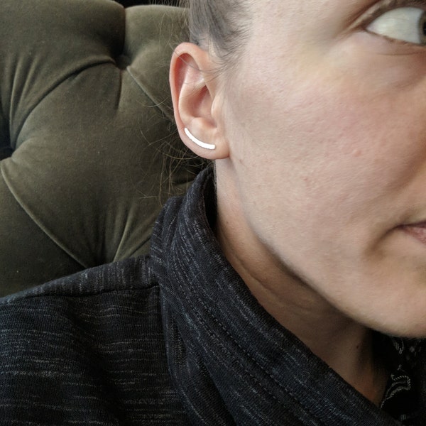 Ear Climber, Sterling Silver Ear Pins, Bar Ear Crawlers, Ear Sweep ...