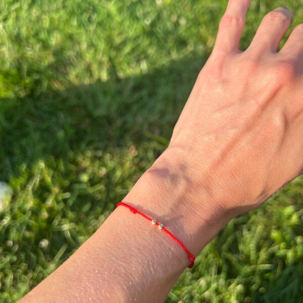 Red String Bracelet, 14 K Gold Bracelet With Red String, Kabbalah ...