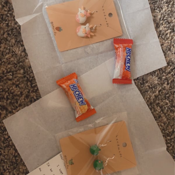 Strawberry Cow Clay Earrings - Handmade, Handpainted, Cute - Etsy