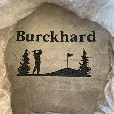 Golf Address Marker Stone Engraved Rock Personalized Garden Stone Home ...