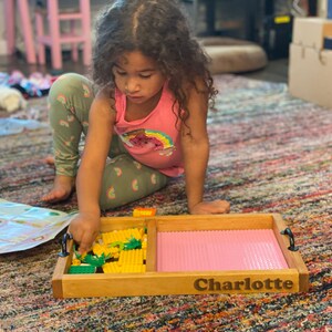 Building Block Tray W/side Tray and Chalk Board-handcrafted Wooden 16 X ...