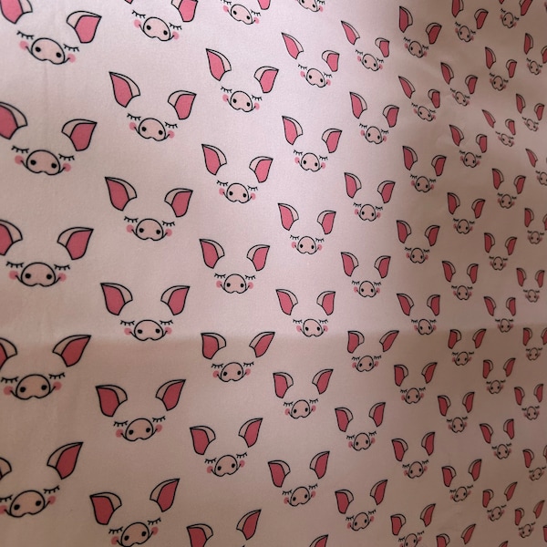 Pink Pig Faces Fabric by the Yard | Pig Fabric | Made to Order Fabric ...