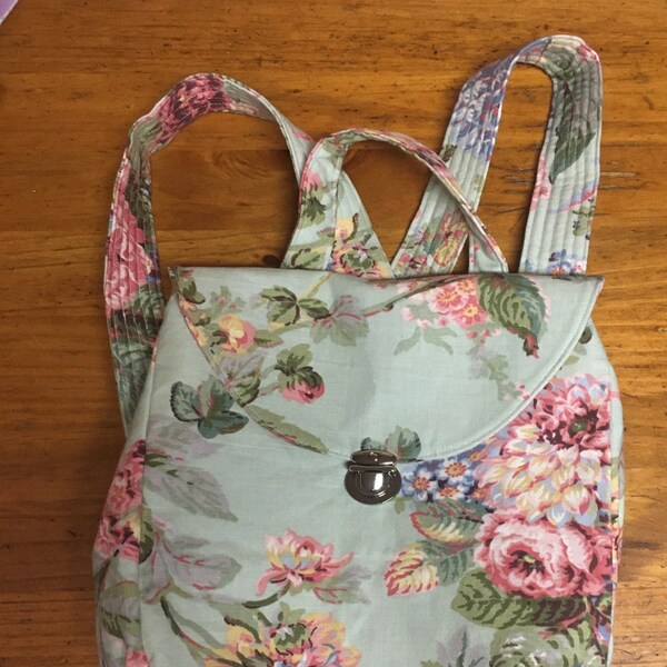 Large Floral Print Backpack Purse, Handmade Mini Backpack Made With ...