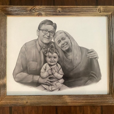 Add Deceased Family, Hand Drawn Charcoal Portrait, for Loved Ones ...