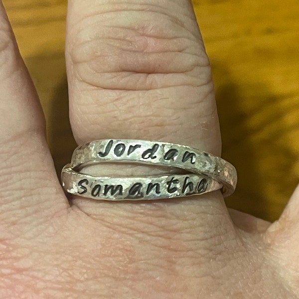 Triple Mother's Ring, Interlocking Name Rings, Personalized Rolling ...