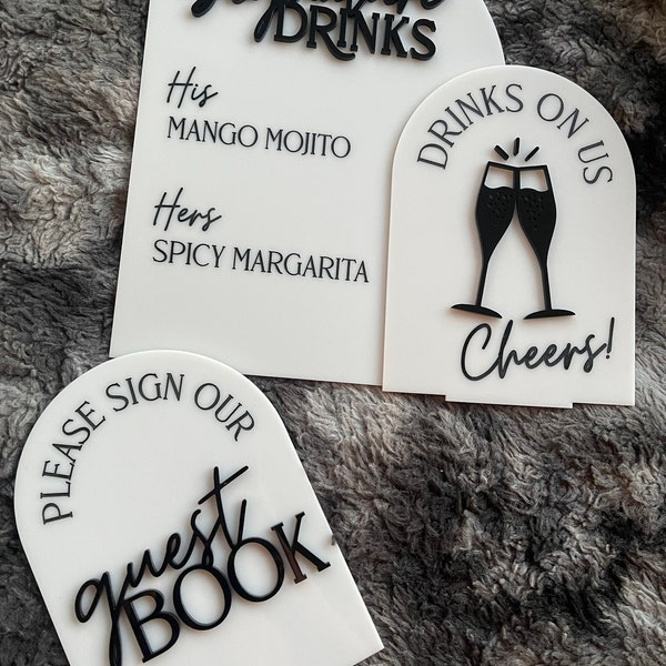 Frosted Arch Acrylic Duo Sign, Cards and Gifts Sign, Guestbook Sign ...