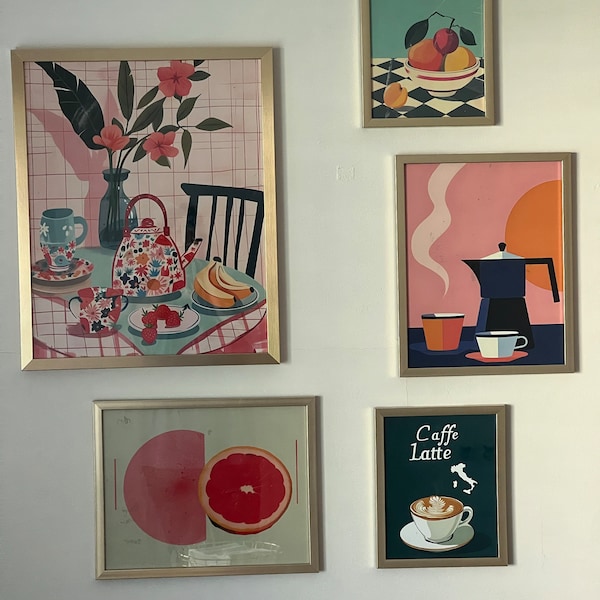 Kitchen Gallery Wall Set of 250, Kitchen Wall Art, Food Prints, Modern ...