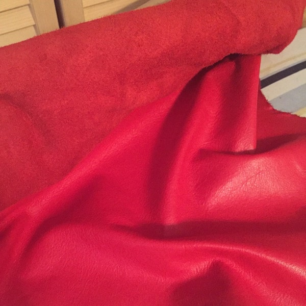 Red Natural Grain Cowhide Leather Skins. Genuine Cow Leather Ideal for ...