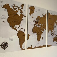 World Map Push Pin Wall Art With FREE Pins, Cork World Map Board ...