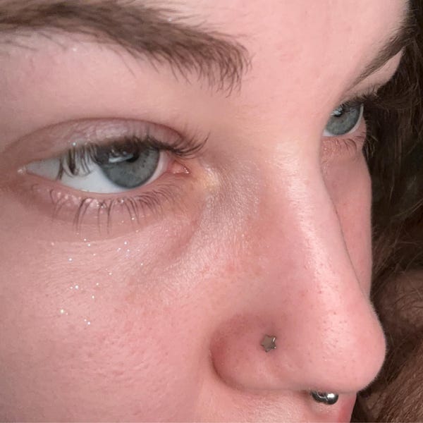 16g Titanium Horseshoe With Opalite Ends for Septum in Anodized Ice ...