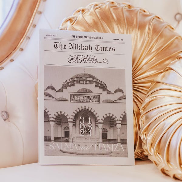 Custom Nikkah Program Newspaper Canva Template, Muslim Wedding Ceremony ...