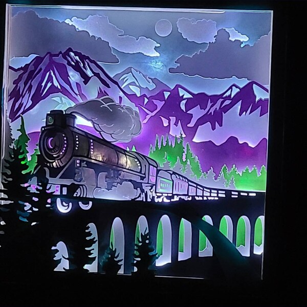 3d Old Train Silhouette, Shadow Box Templates, Paper Cut, Files for ...