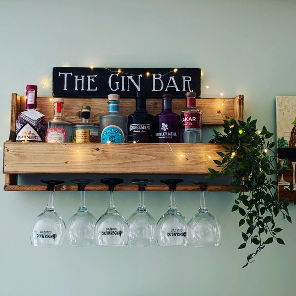 Wall Mounted Home Bar, Drinks Rack, Gin Rack, Cocktail Cabinet, Wine ...