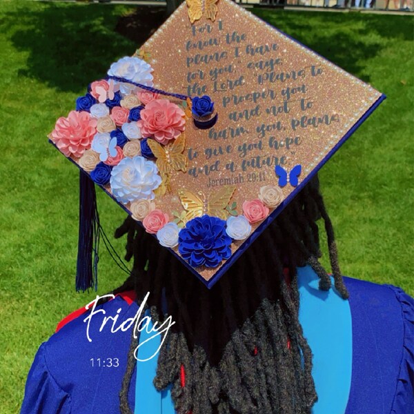Graduation Cap Topper | Graduation | Cap | Paper Flowers and ...