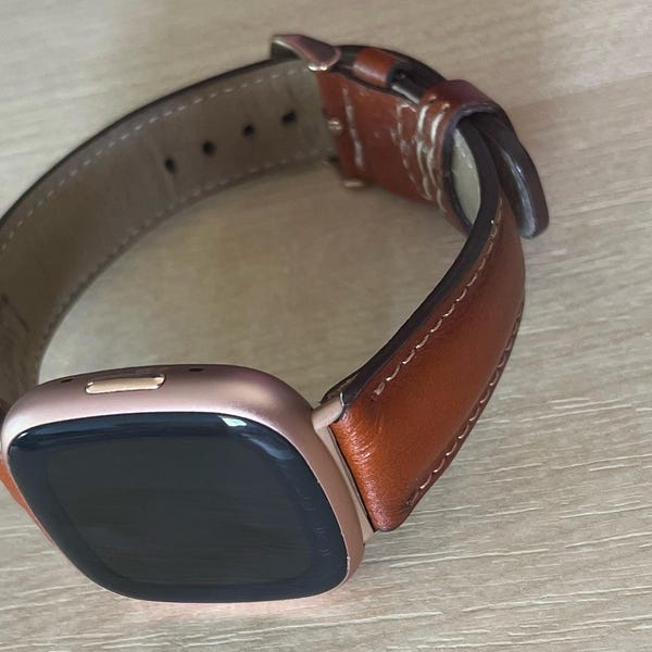 Antic Brown Leather Fitbit Watch Band, Fitbit Versa 1-2-3-4-lite-sense ...