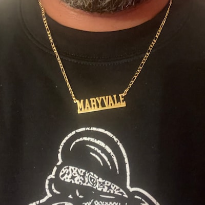 Custom Name Necklace for Men With Figaro Chain, Customize Name Plate ...