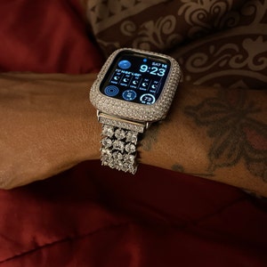Iced Out Apple Watch Bezel Black Crystal Lab Diamond Cover | Etsy
