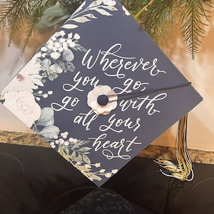 Custom Quote Boho Floral Graduation Cap Topper, Digitally Painted and ...