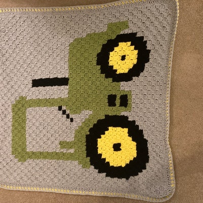CROCHET BABY BLANKET Pattern: Tractor Baby Blanket, C2C Tractor Pattern ...