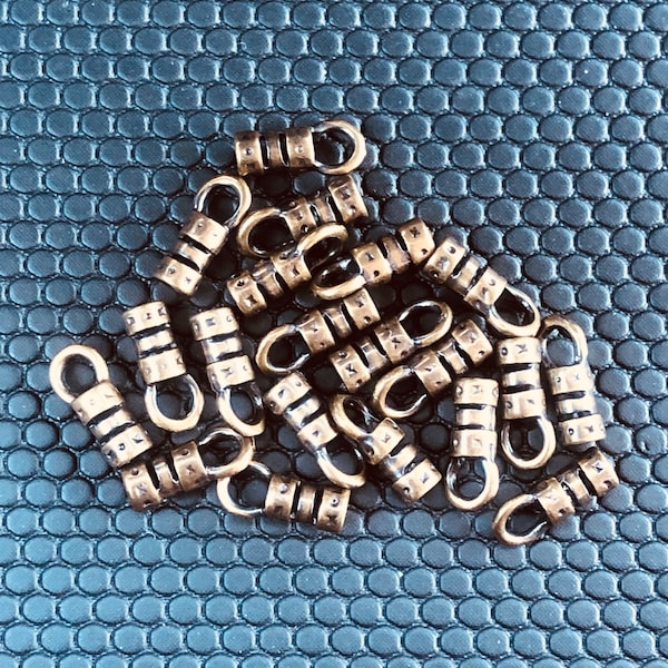 2mm Leather Crimp End With Loop Antique Brass - AB - Pack of 20 Pieces ...