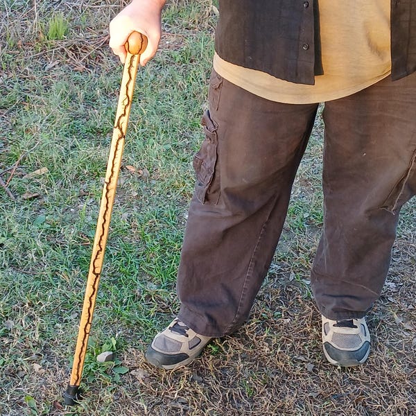 Lightning Staff - Handcarved Fractal Burned Walking/hiking Staff - Etsy