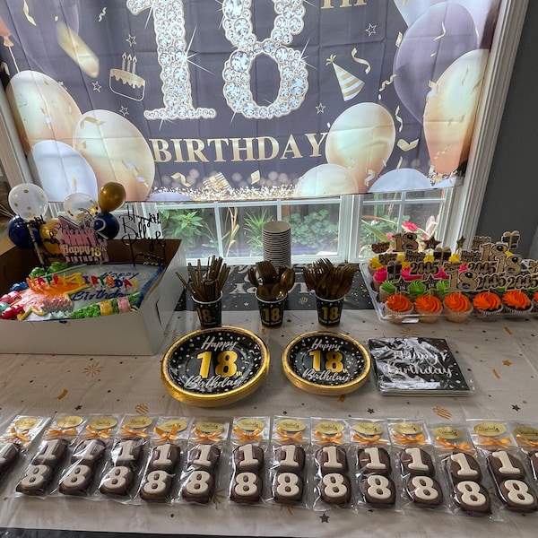 8 Sets #18 Chocolate Covered Oreo Cookie Candy Party Favors Number ...