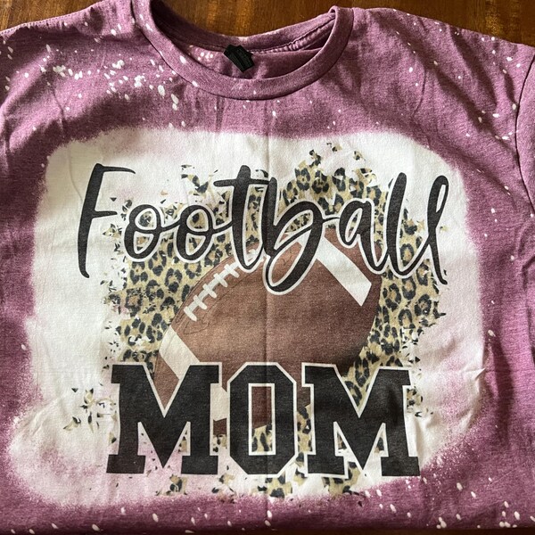 Personalized Football Mom Leopard Bleach Shirt, Custom Football Mom ...