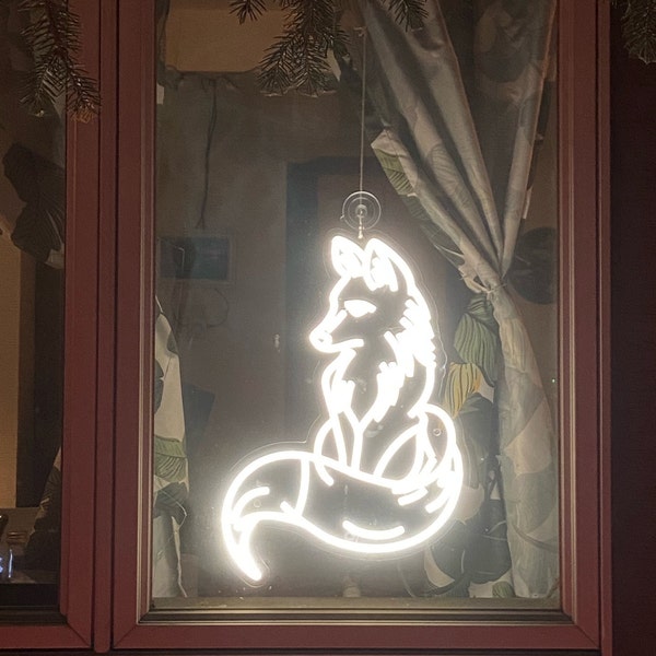 Fox Neon Light, Fox Led Sign, Fox Room Decor, Personalized Fox Animal ...