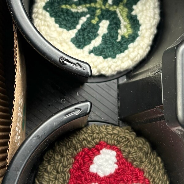 Car Coaster Set of 2, Needle Punch Coaster, Car Accessories for Women ...