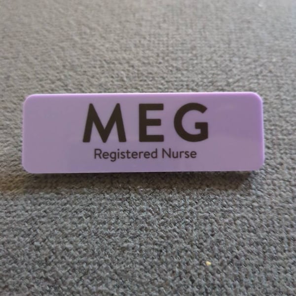 Custom Engraved Acrylic Name Badge, Silver or Gold Colours, Company ...