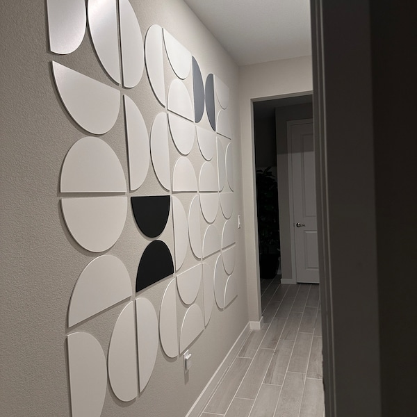 Half Circles Wall Decor, 3D Wall Art, Geometric Art, Wall Panels, Mid ...