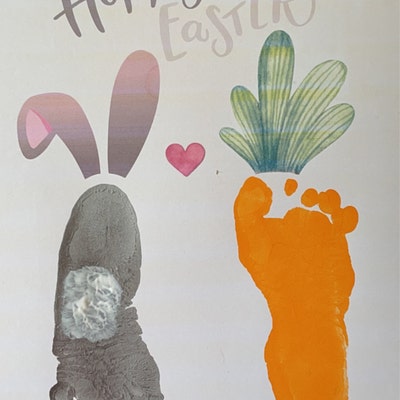 Hoppy Happy Easter/ Bunny Carrot / Footprint Handprint Art Craft / Foot ...