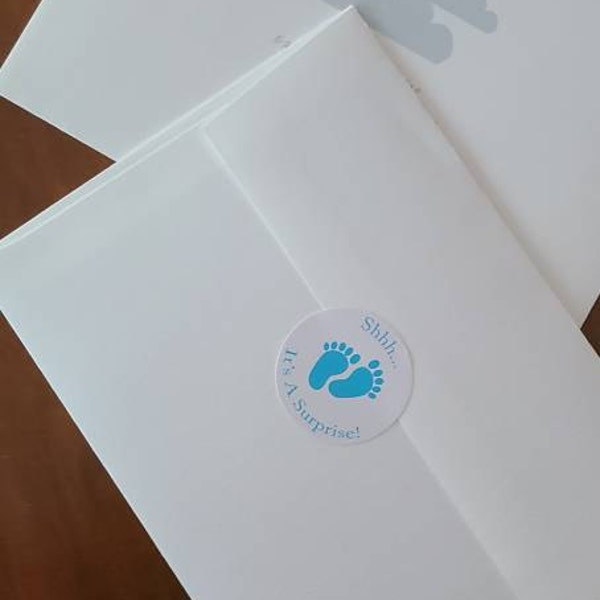 Shhh It's a Surprise Baby Shower Sticker- Surprise Boy Baby Shower ...