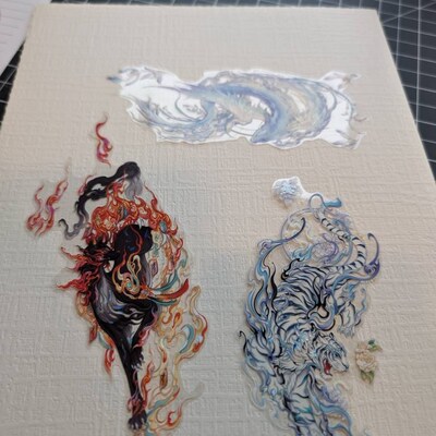 Descent of the Divine Beast Crystal Die Cut Stickers Mythical Beasts ...