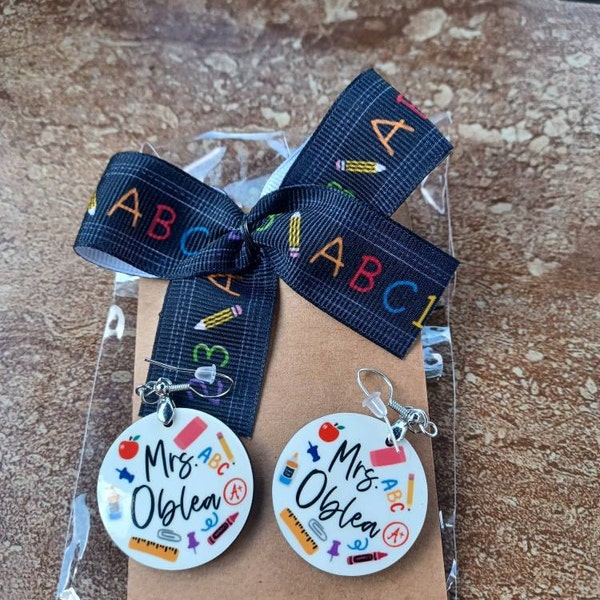 Personalized Custom Teacher Appreciation Dangle Earrings. Custom Made ...