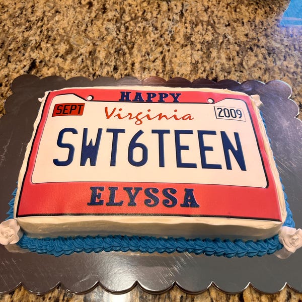 Custom Sweet 16 License Plate Cake Topper. License, Permit Driver ...